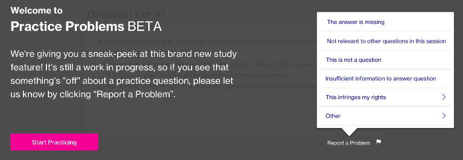 ¿Cómo puedo reportar un problema con los problemas de práctica ...